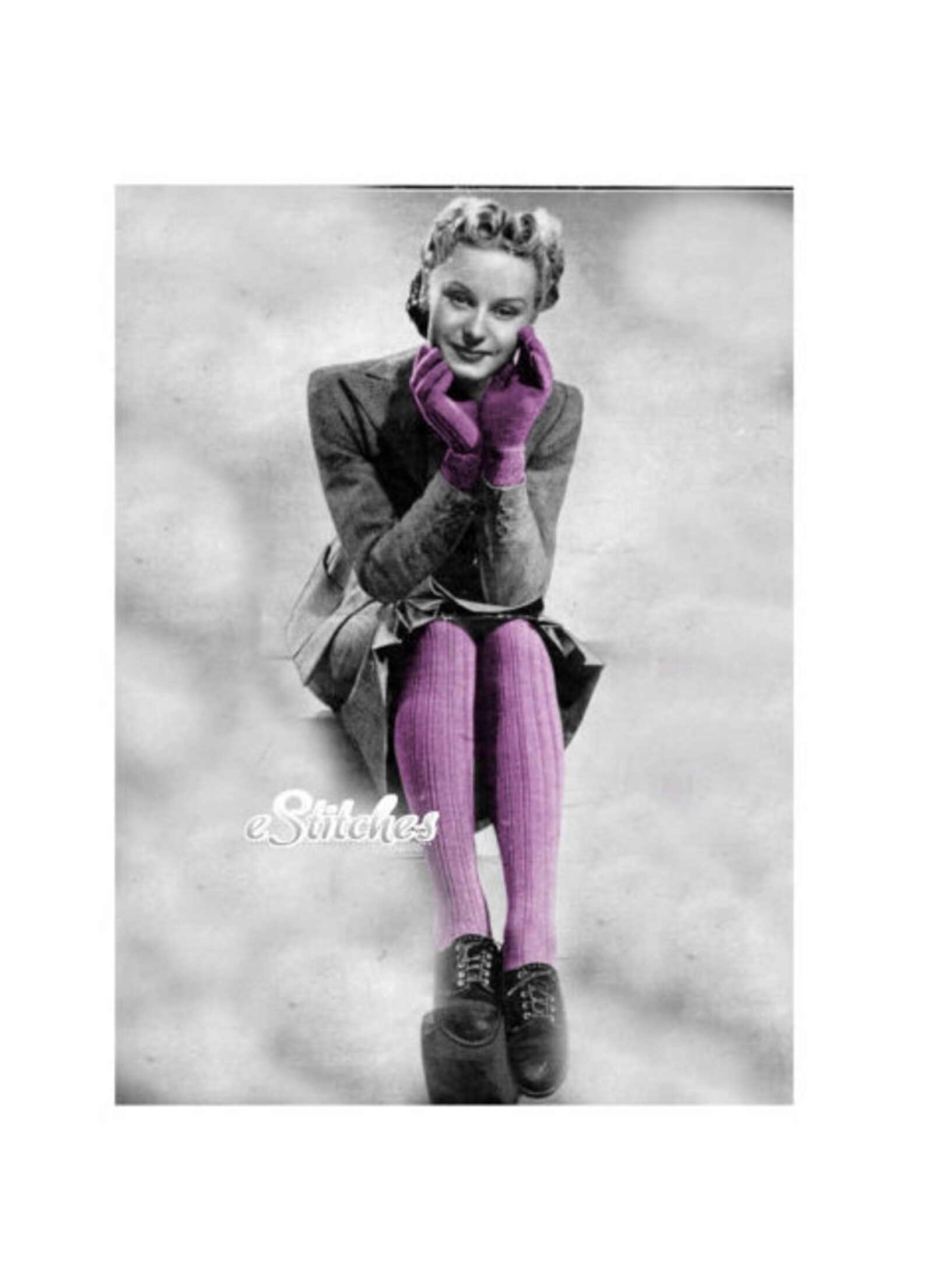 WWII Thigh High Stockings Ribbed With Matching Gloves - 3 Knit Patterns ...