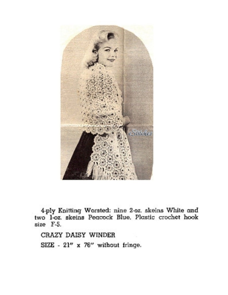 1960s Crazy Daisy Stole or Shawl - Daisy Knitter PDF Pattern 3522 - Etsy