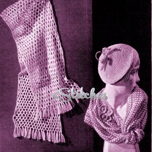 1930s Mandarin Beret Hat, Knot Scarf and Knit Scarf - 3 Knit and ...