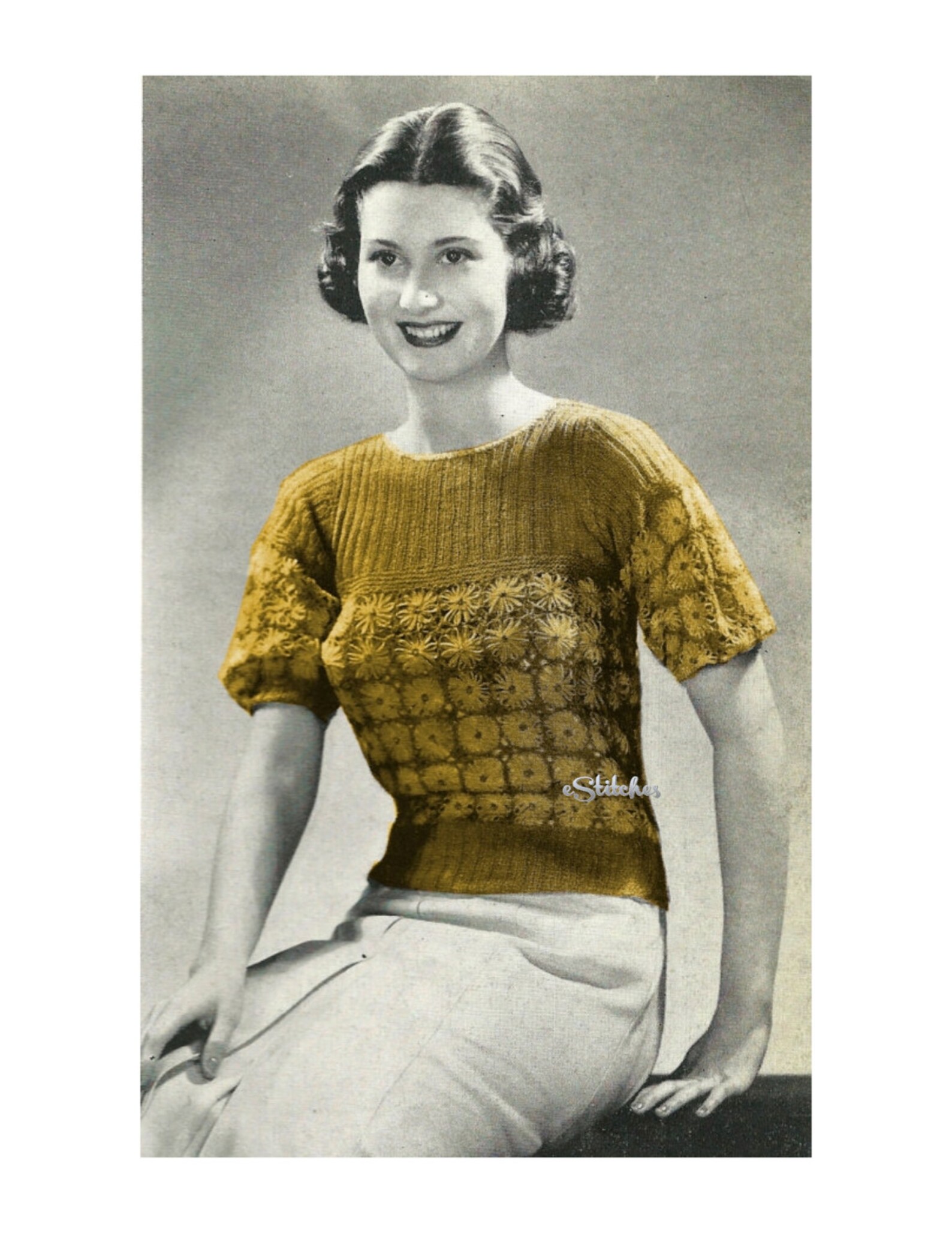 1930s Daisy Top Made Using Daisy Knitter - Knit Pattern PDF 3549 - Etsy