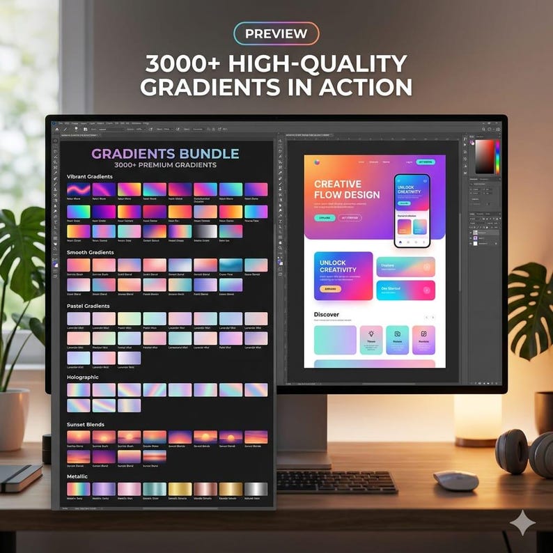 3000+ Photoshop Gradients Bundle | Color Gradient Pack, Backgrounds ...