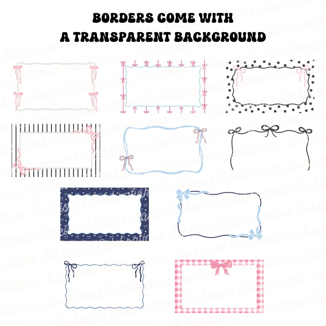 Editable Coquette Banner Templates, 10 Girly Bow Borders and Frames ...