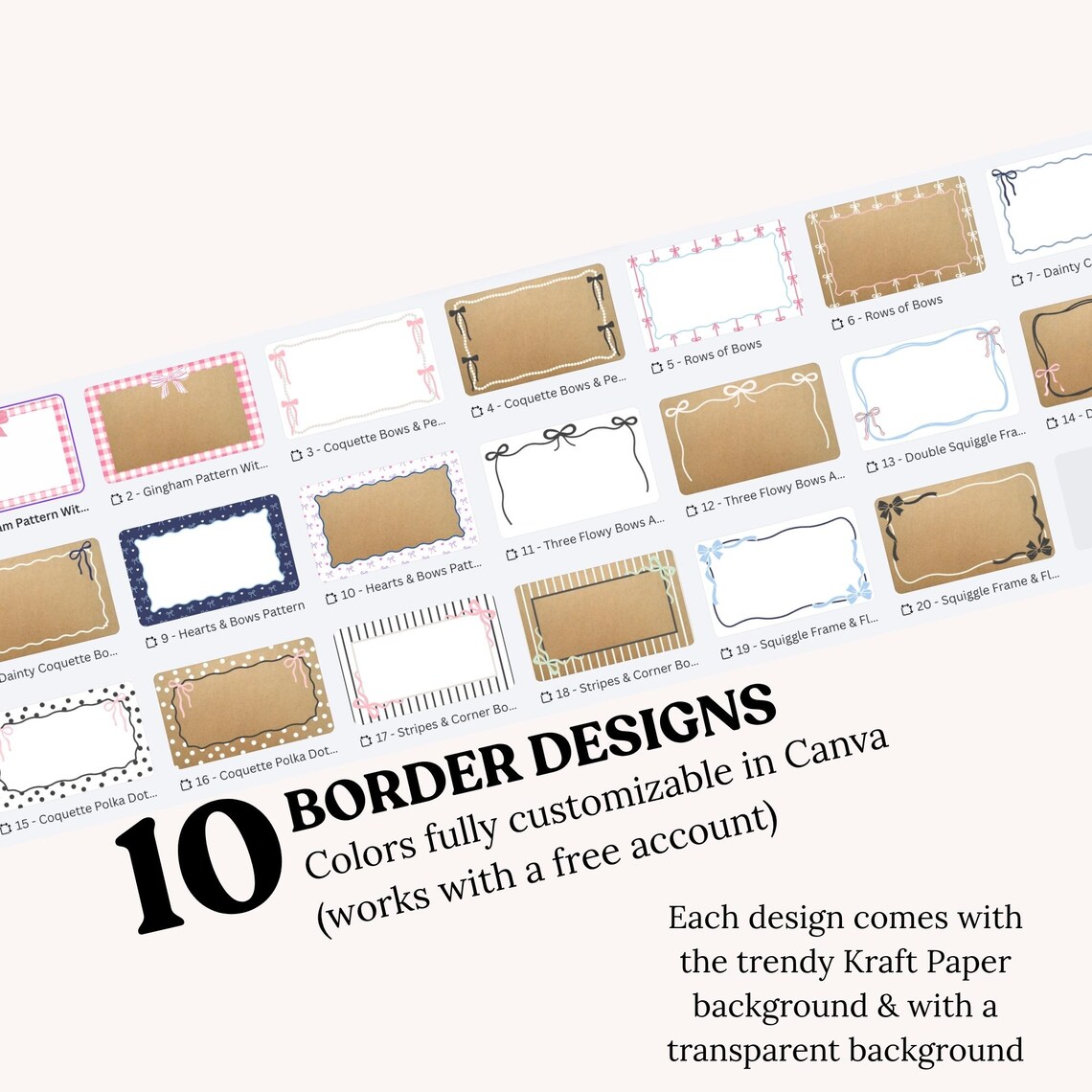 Editable Coquette Banner Templates, 10 Girly Bow Borders and Frames ...