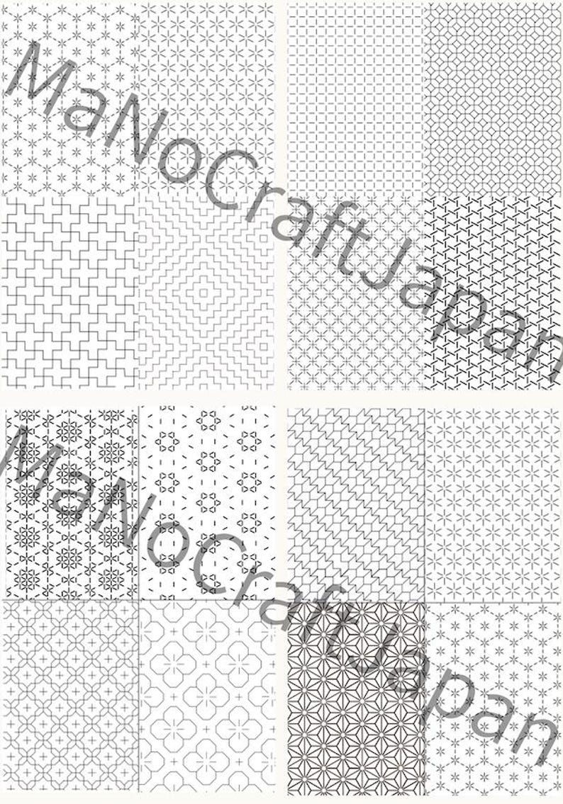 Sashiko Pattern Book PDF | 17 Japanese Embroidery Designs | Hitomezashi ...
