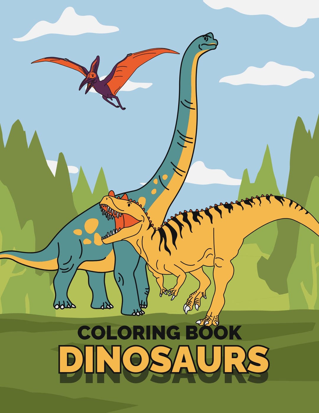 25 Dinosaur Coloring Pages Printable PDF | Kids Dino Coloring Book ...