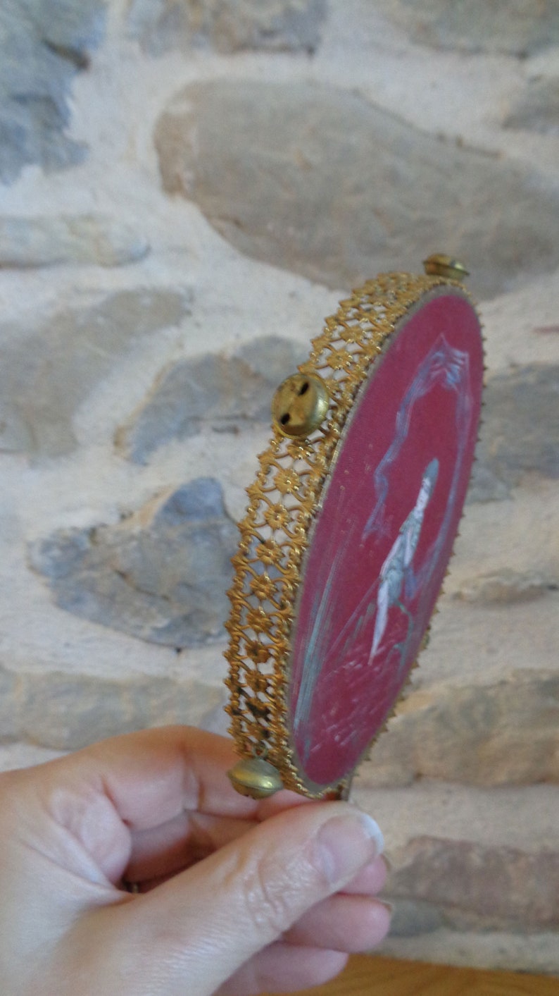 2 Antique Handpainted Silk Tambourines With Gilded Metal Frame | Etsy