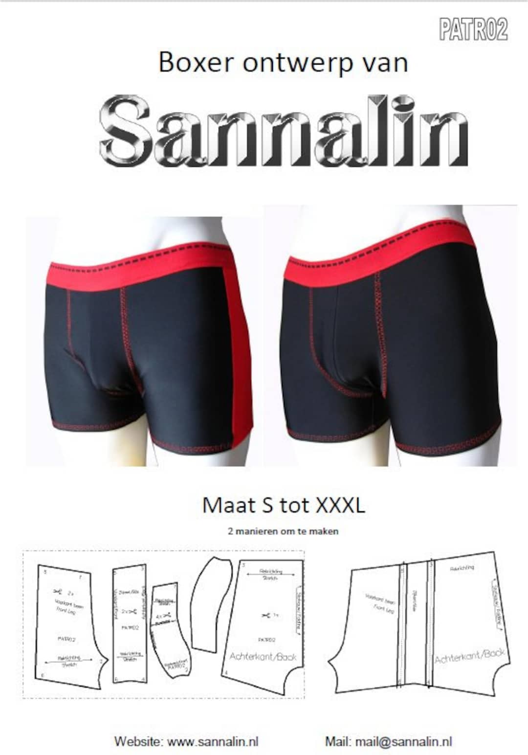 Patroon/mannen Boxer/ Pattern Men Boxer PATR02 - Etsy