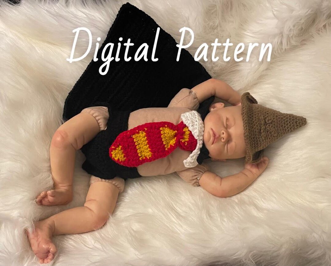 Magician Crochet Newborn Outfit PATTERN, Witch or Warlock Robes Newborn ...