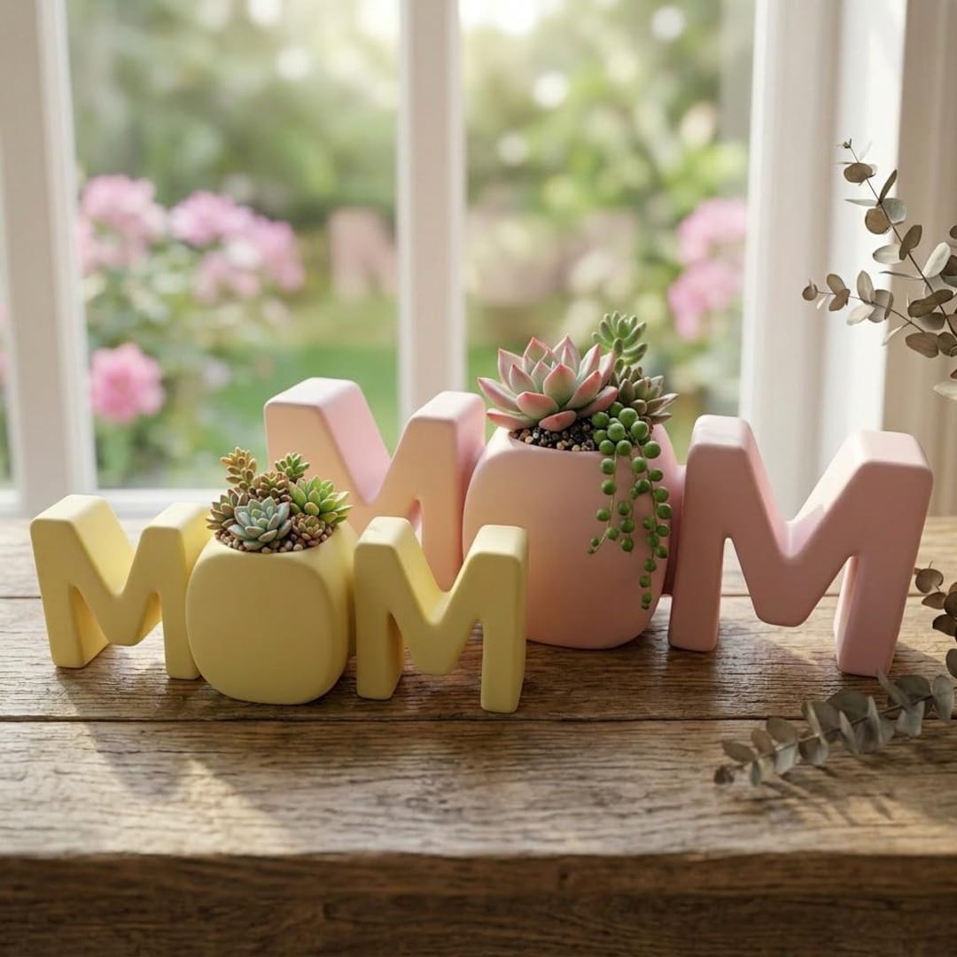 MOM Letter Planter – 3D Printed Mother's Day Gift, Succulent Pot, 33 ...