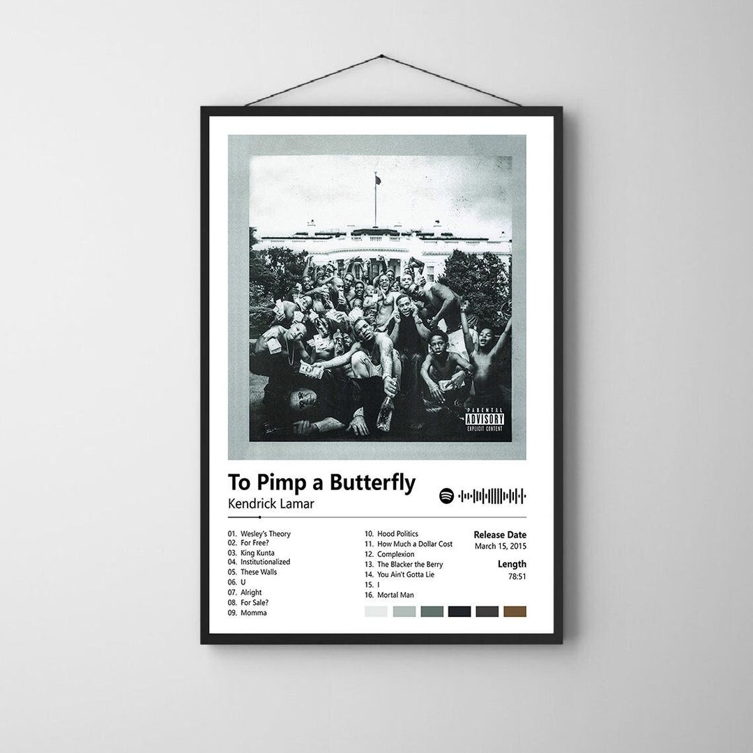 To Pimp a Butterfly Album Poster, Kendrick Lamar Music Poster, Vintage ...