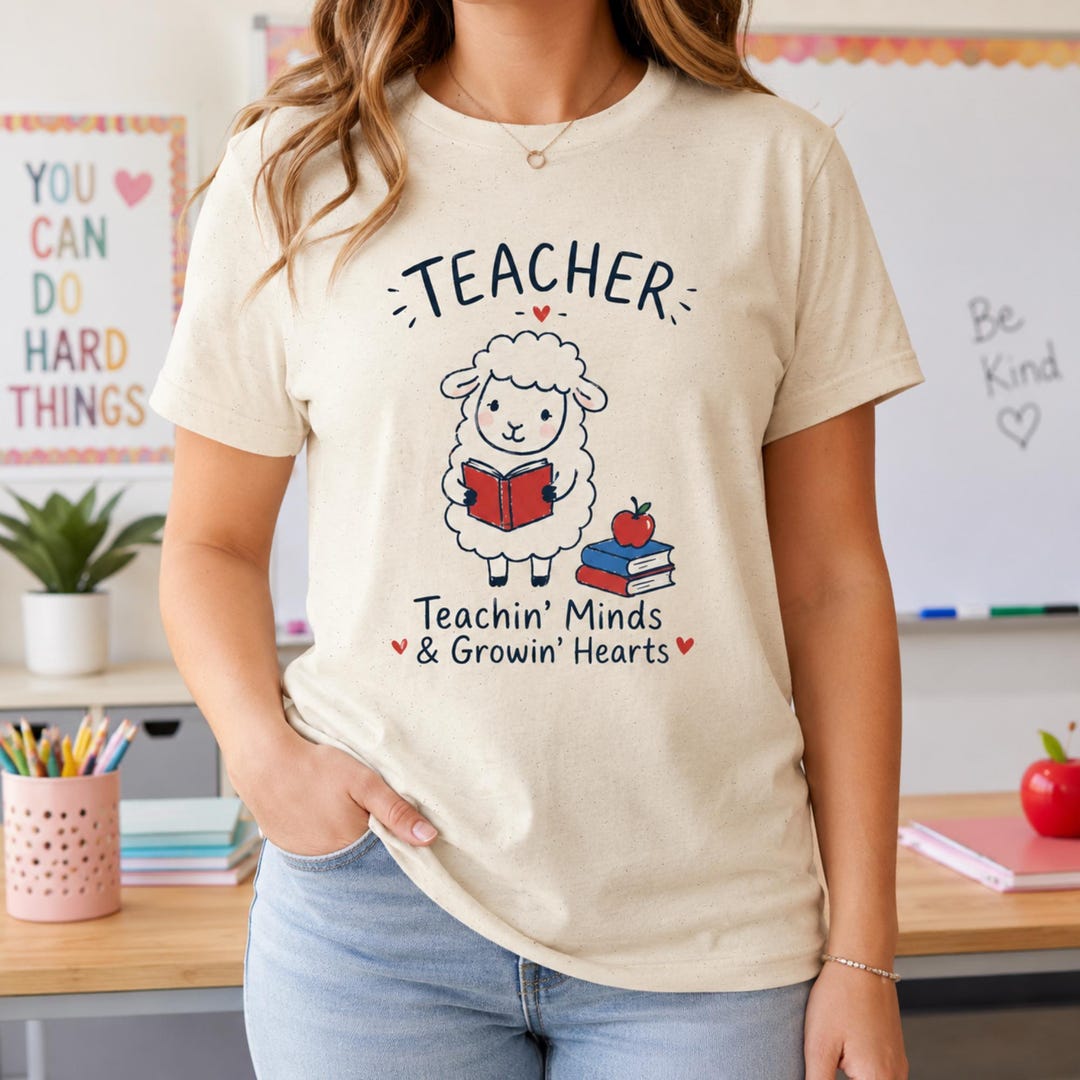 Teacher Shirt, Lamb Classroom Graphic, Teachin' Minds Growin' Hearts ...