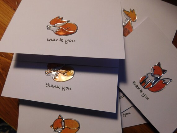 Fox Card Fox Thank You Cards Fox Note Cards Fox Name Cards | Etsy