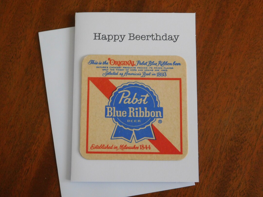 Happy Birthday Beer Card, Vintage Pabst Beer Coaster Card, Beer Card ...