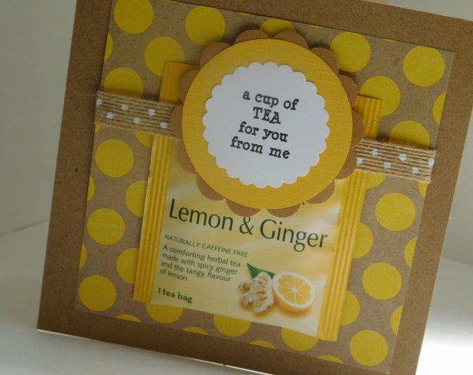 Friendship Lemon Tea Greeting Card W/ Lemon and Ginger Tea Bag - Etsy