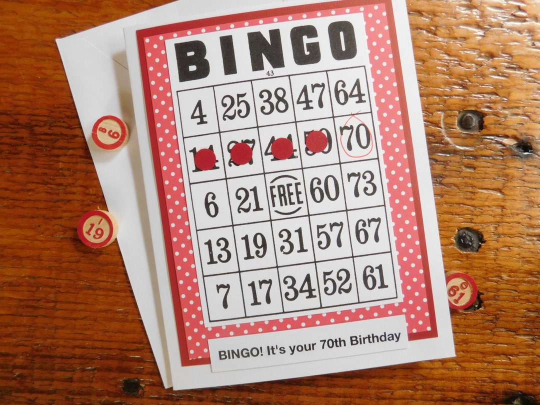 Bingo Birthday Card, 70th Bingo Birthday Card, 50th Bingo Birthday ...