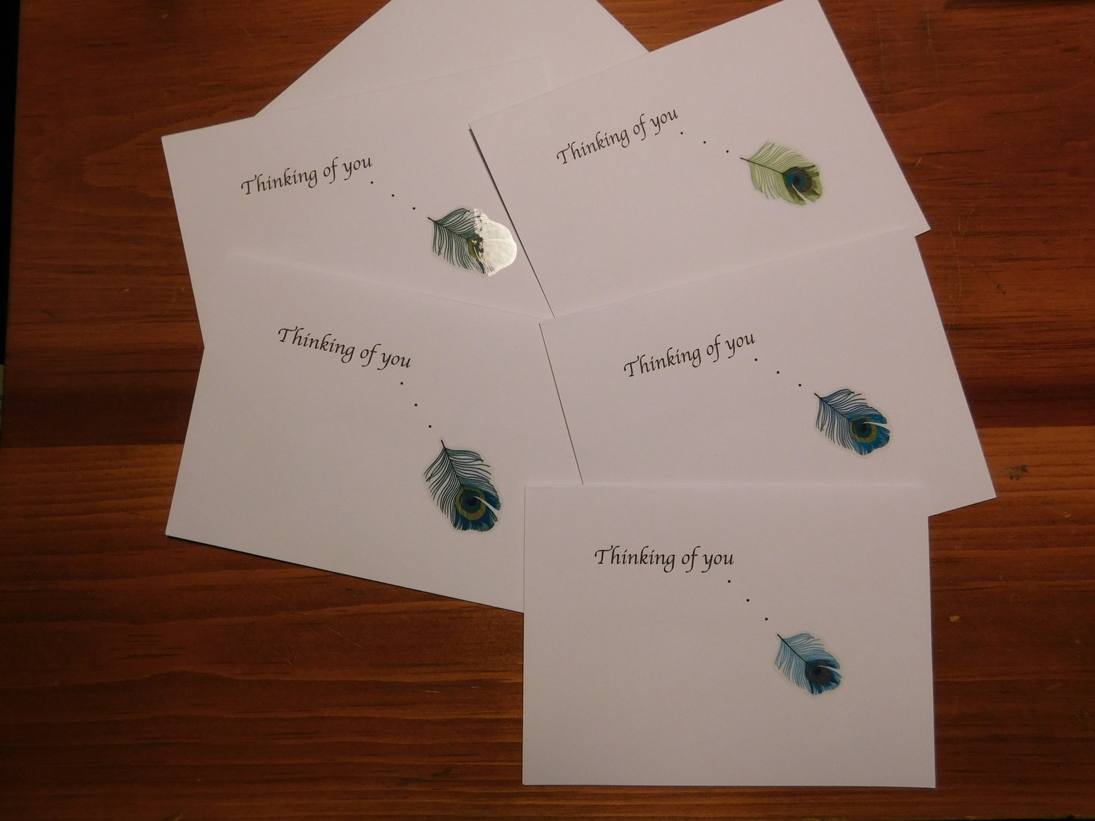 Peacock Feather Card Set of 12 Feather Thank You Note | Etsy