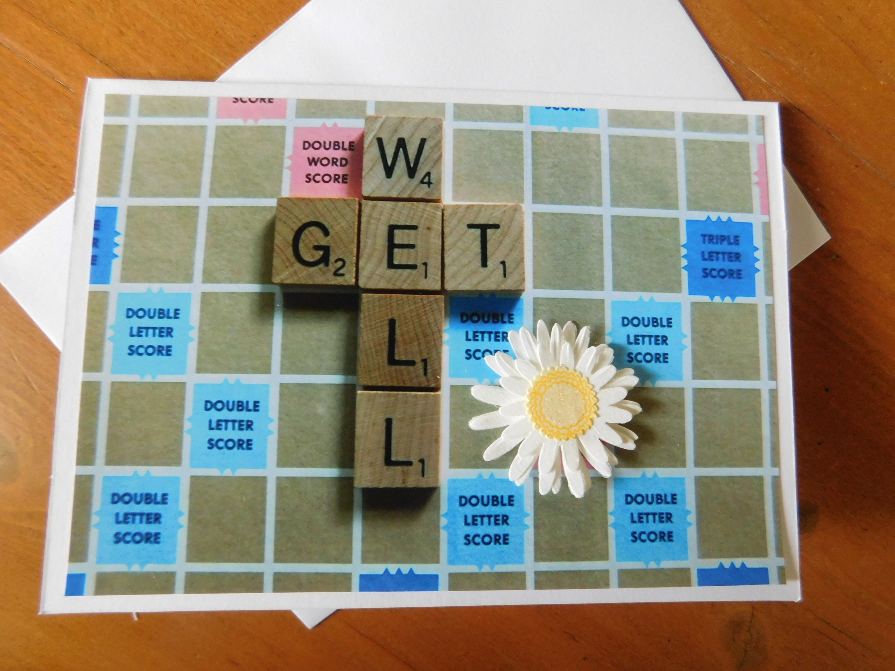 Get Well Scrabble card Words with Friends Greeting Card get | Etsy