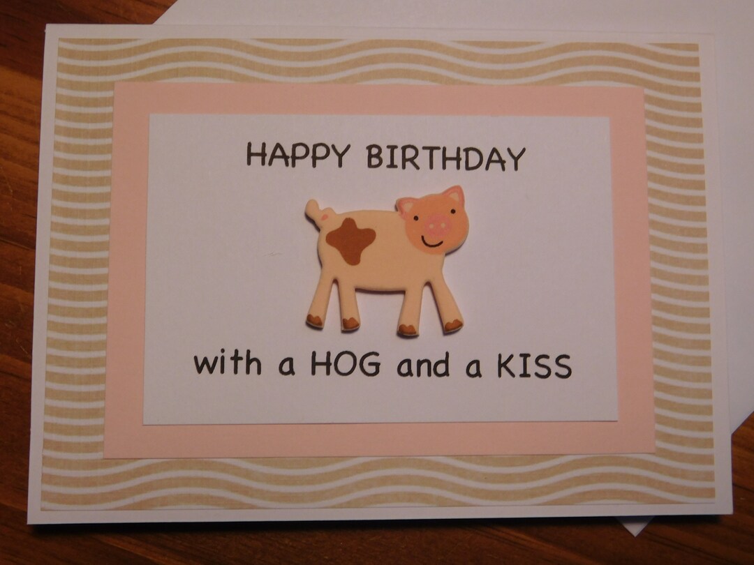 Pig Birthday Card, Hog Birthday, Hog Card, Pig Card , Pig Birthday ...