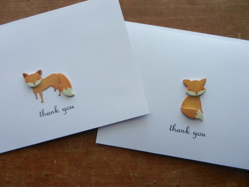 Fox Card Fox Thank You cards fox note cards fox name cards | Etsy