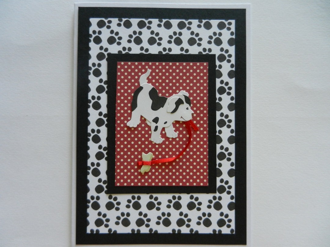 Black and White Dog Card, Dog Card, Spotted Dog Card, Welcome Dog Card ...
