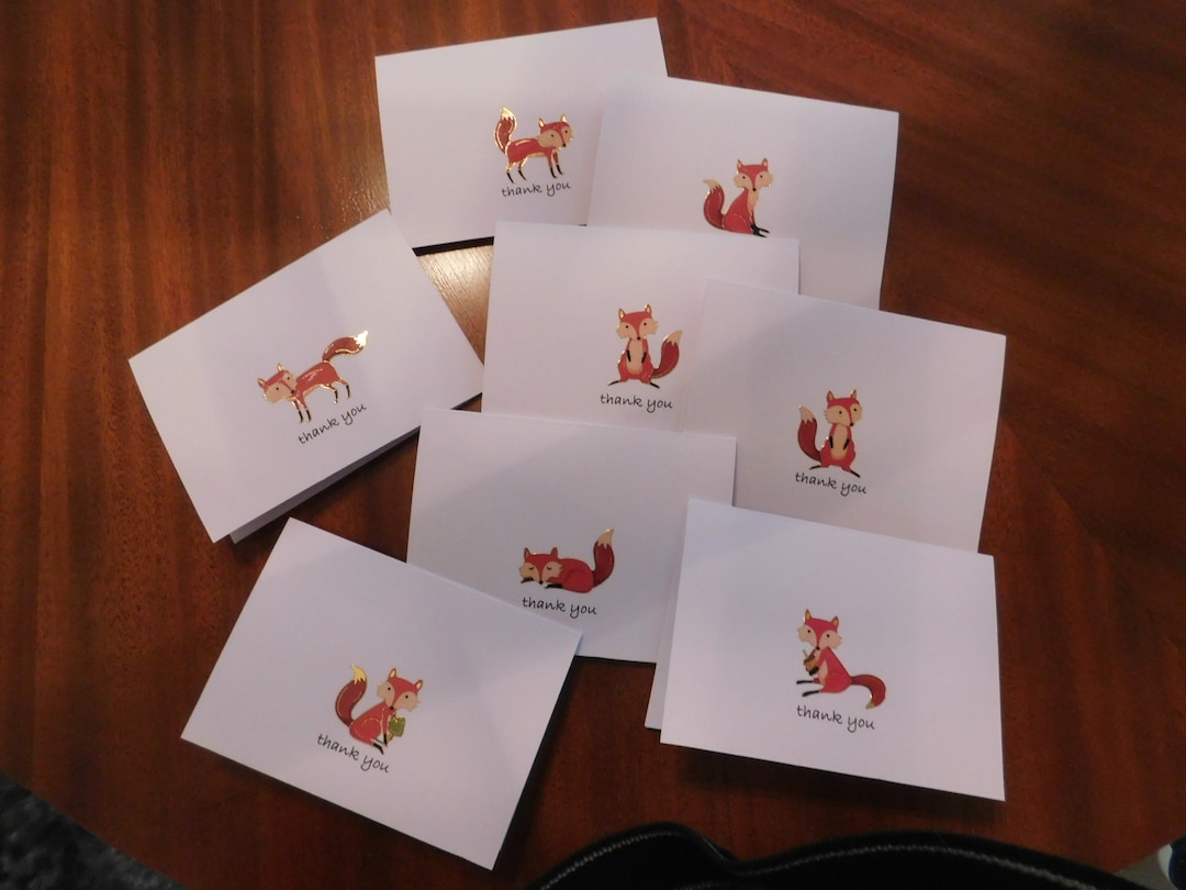 Fox Card, Fox Thank You Cards, Fox Note Cards, Fox Name Cards, Red Fox ...