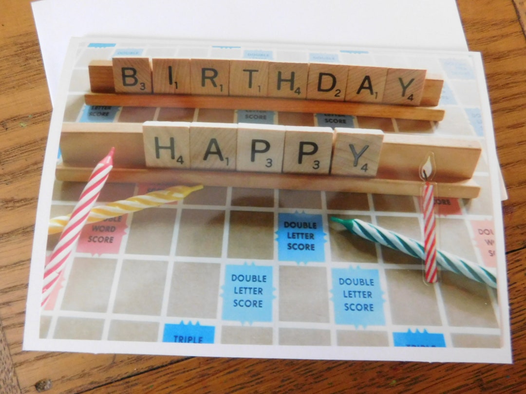 Scrabble Birthday Card, Words With Friends Birthday Card, Scrabble Card ...