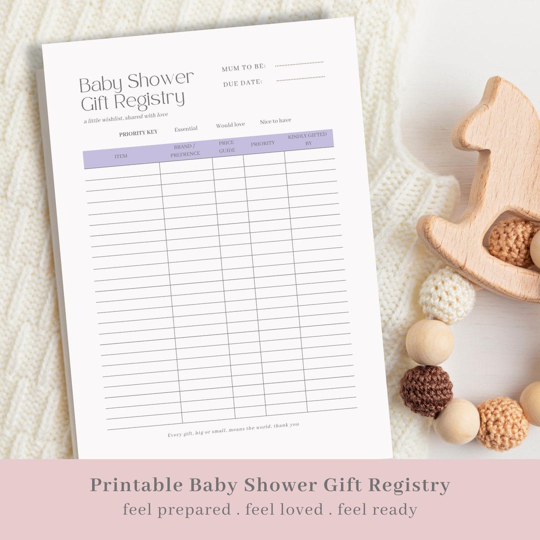 Minimalist Baby Registry Checklist, Printable Shower Gift Planner (A4 ...