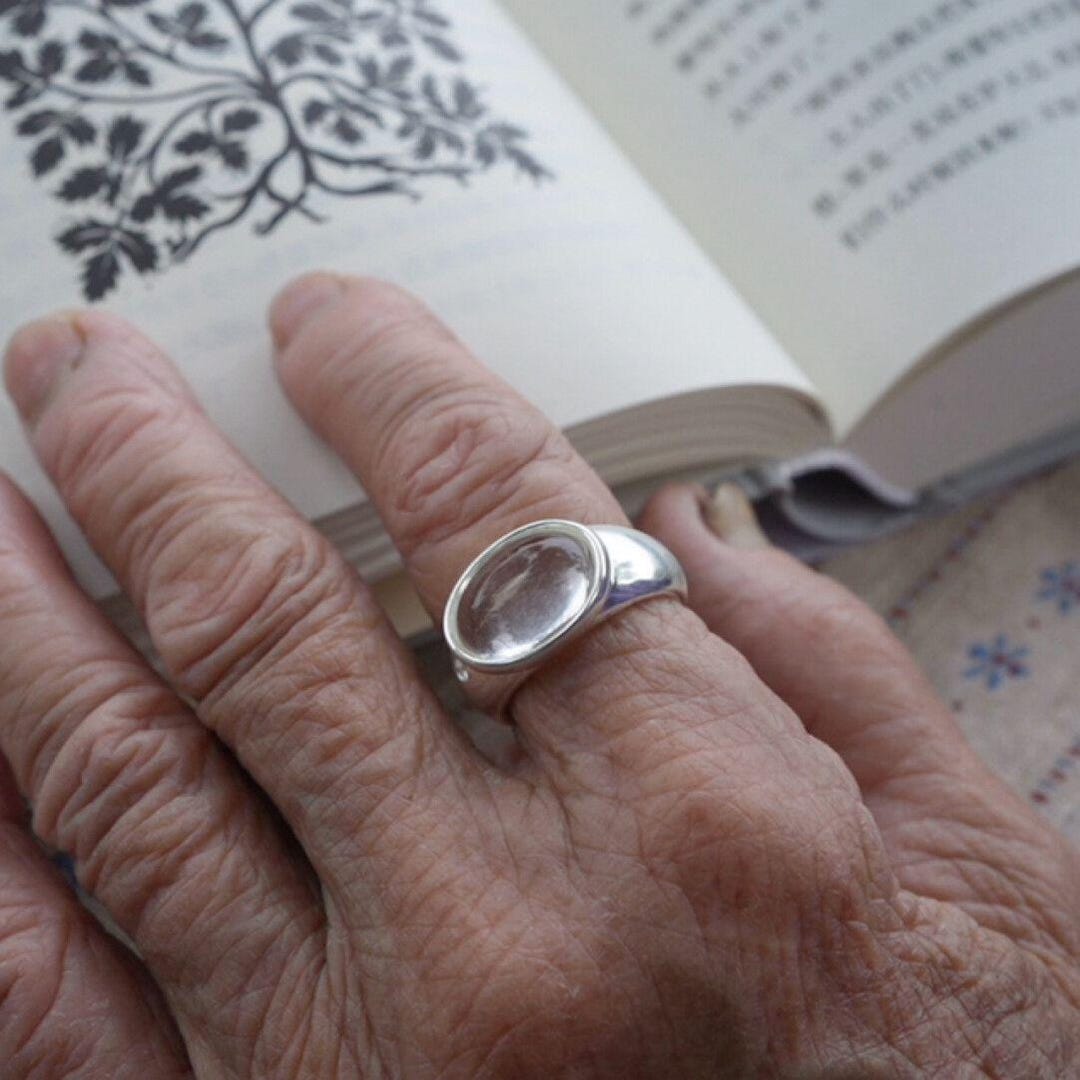 Tibetan Artisan White Crystal Ring, Natural Clear Quartz S925 Sterling ...