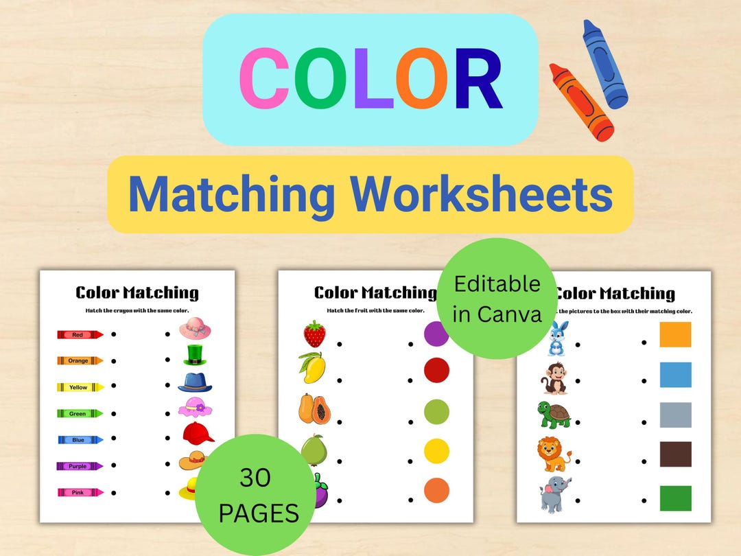 Color Matching Worksheets for Preschool | Matching Color Recognition ...