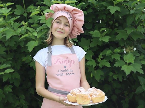 Kids Apron and Chef Hat Set Personalized Embroidered Cooking - Etsy