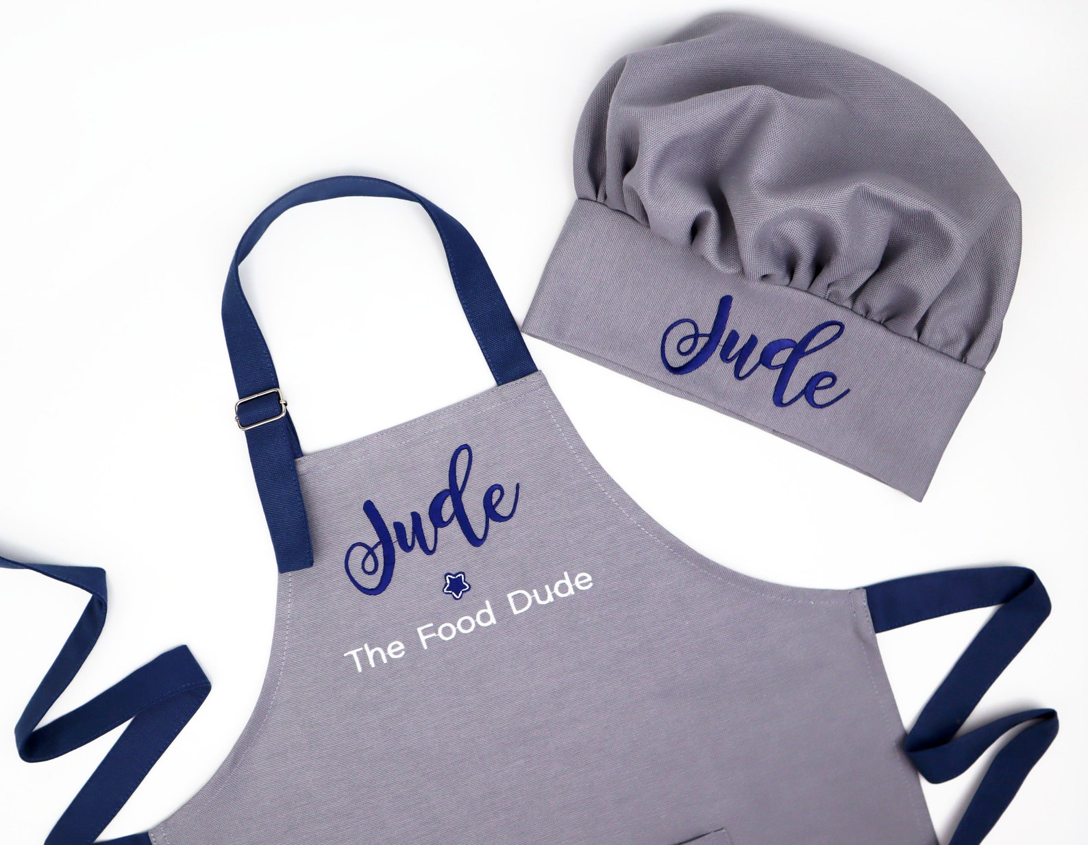 Black Kids Apron and Chef Hat Set Personalized Embroidered - Etsy