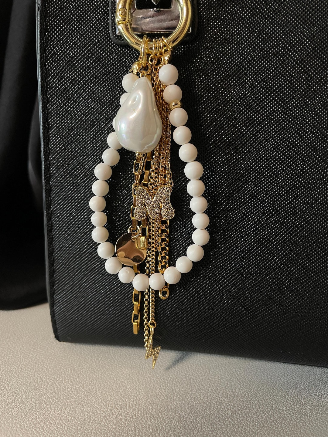Pearl Bag Charm, Summer Beach Bag Charm, Pearl Bag Chain, Cute Purse ...