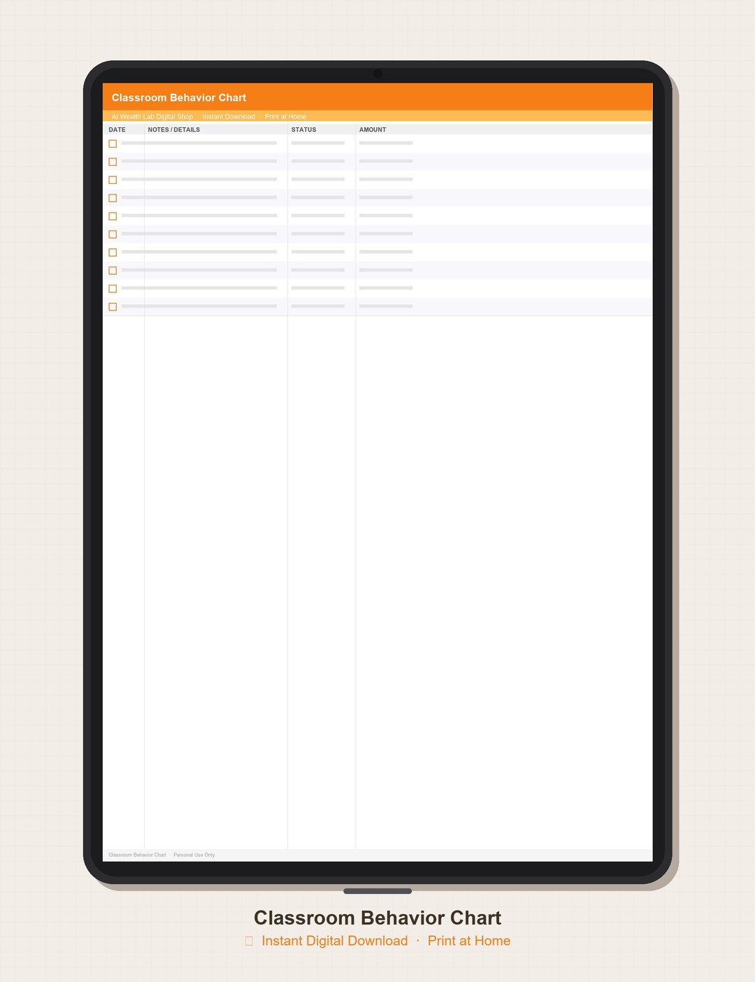 Classroom Behavior Chart Printable | Student Behavior Tracker | Parent ...