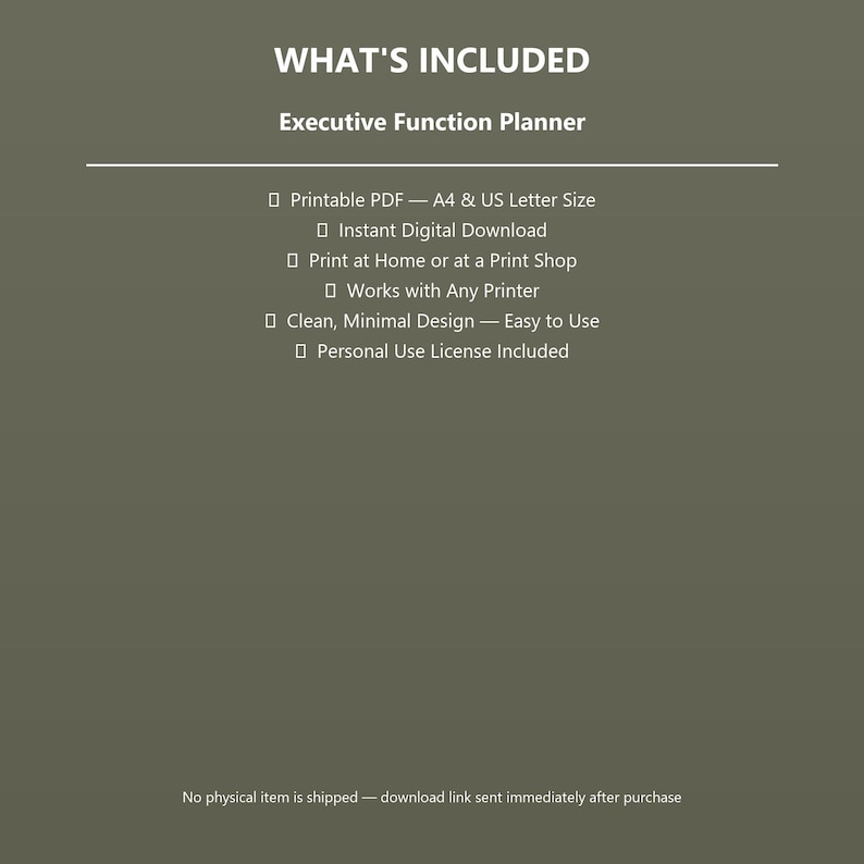 ADHD Executive Function Planner | Task Initiation & EF Support ...