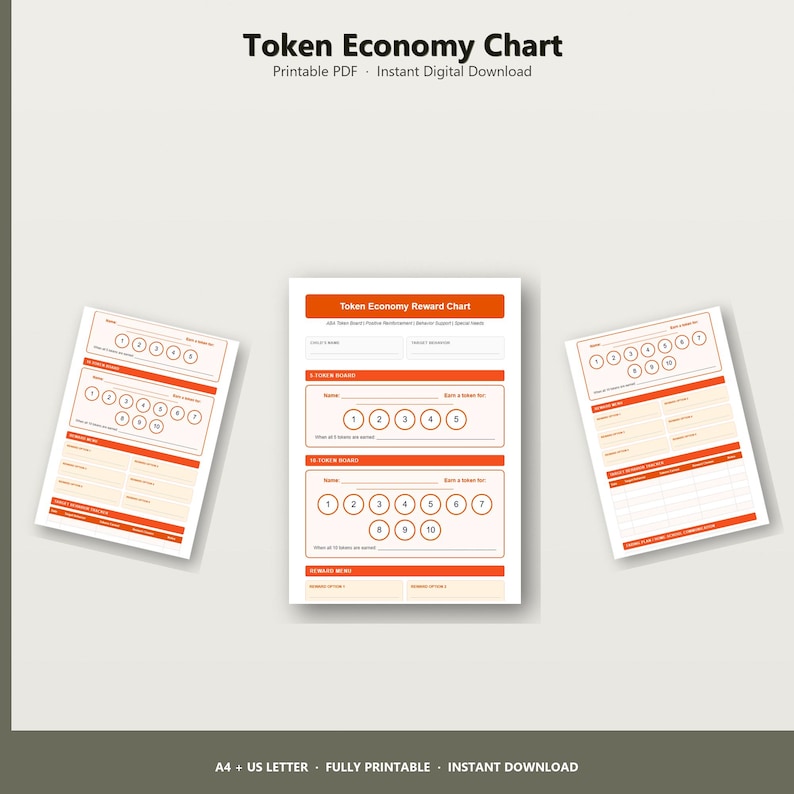 Token Economy Chart & Behavior Reward System | ABA Visual Tool ...