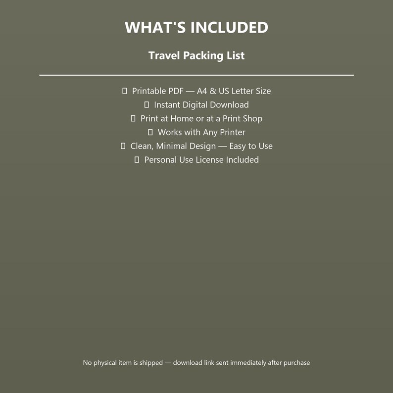 Travel Packing List Printable | Vacation Checklist | Trip Planner ...