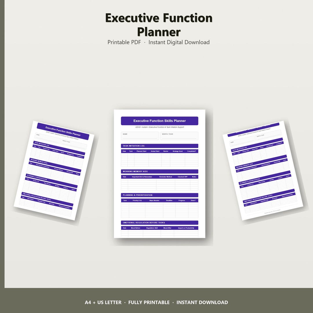 ADHD Executive Function Planner | Task Initiation & EF Support ...