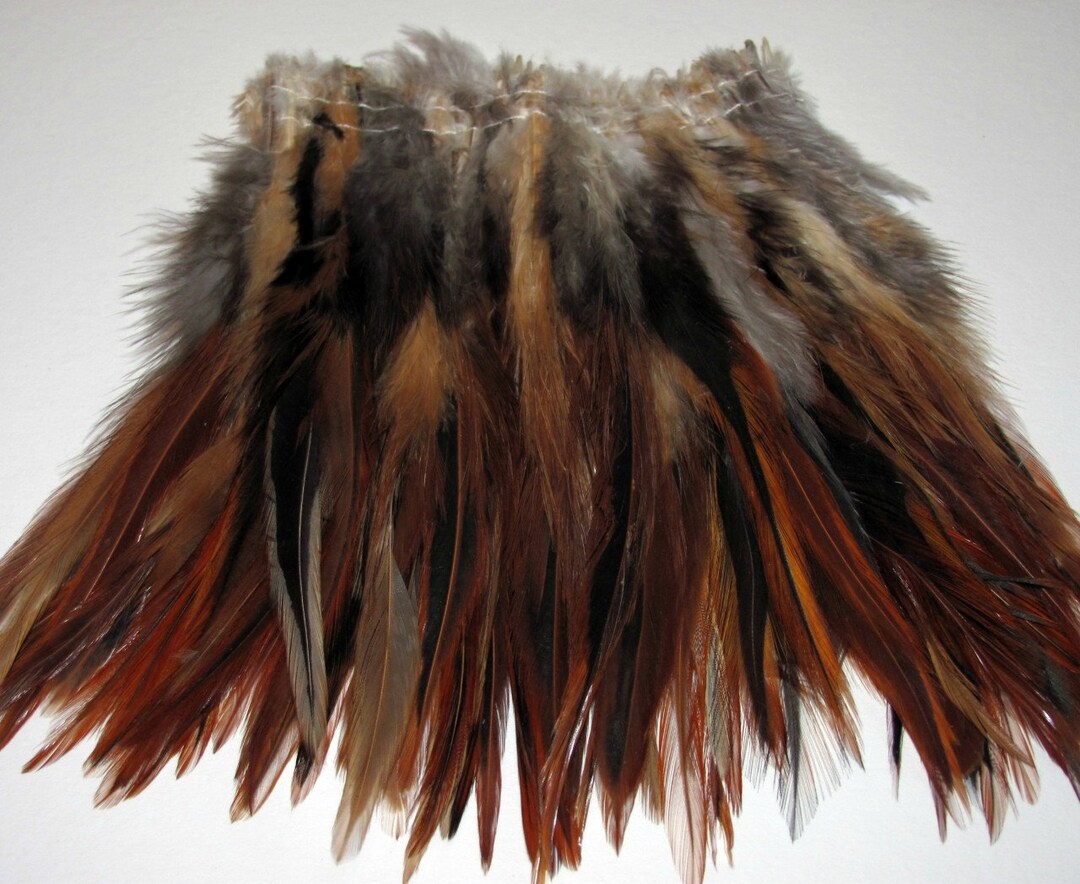 40 Strung Rooster Saddle Hackle Feathers - Furnace (5 - 8 Inches) - Etsy