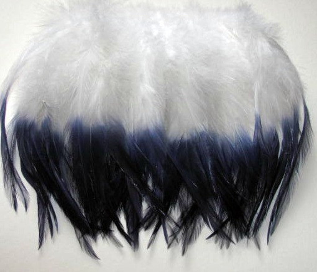 40 Strung Rooster Saddle Hackle Feathers - Navy Dyed Tip (5 - 8 Inches ...