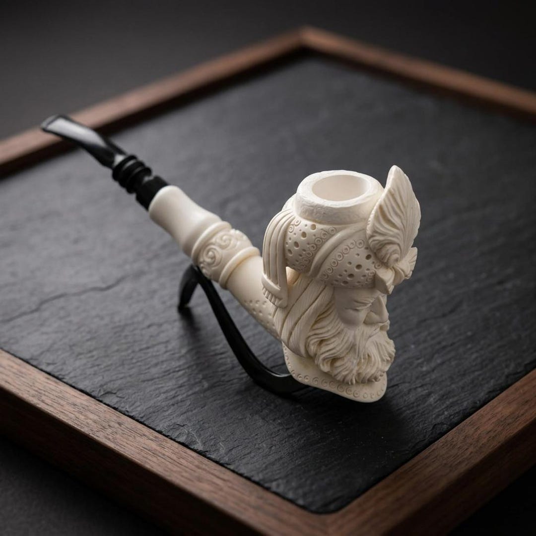 Hand Carved Sultan Head Meerschaum Pipe – Turkish Block Collectible ...