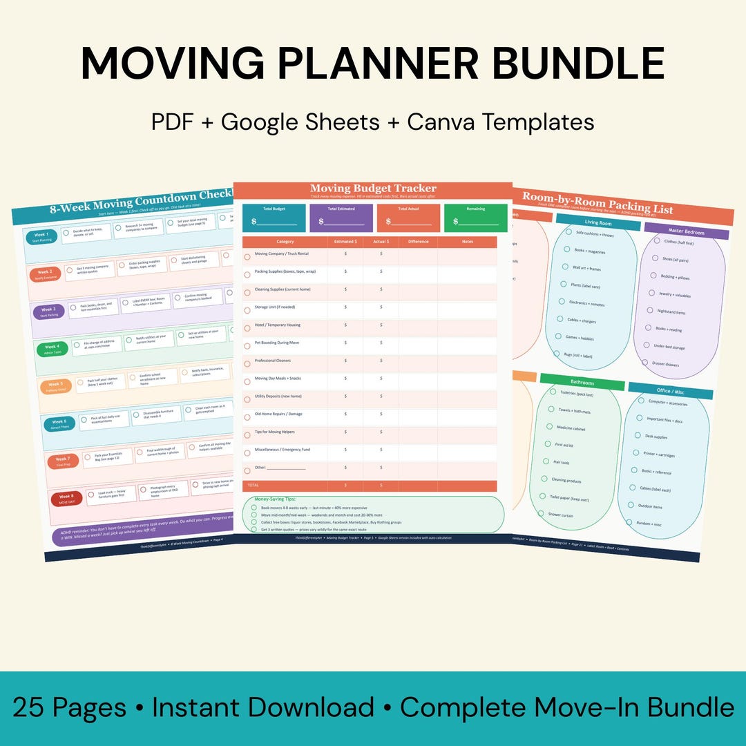 Ultimate Moving Planner Bundle | Full PDF + Google Sheets, Packing ...
