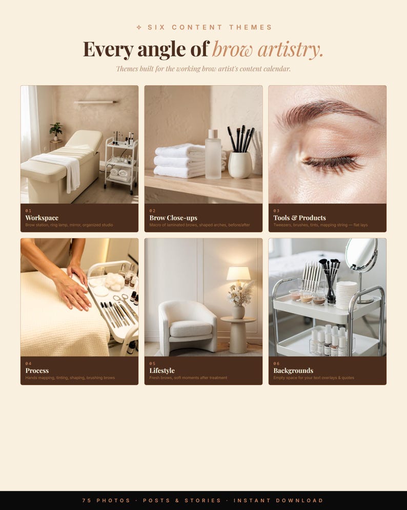 75 Faceless Brow Artist Photos for Instagram | Studio Content Bundle ...