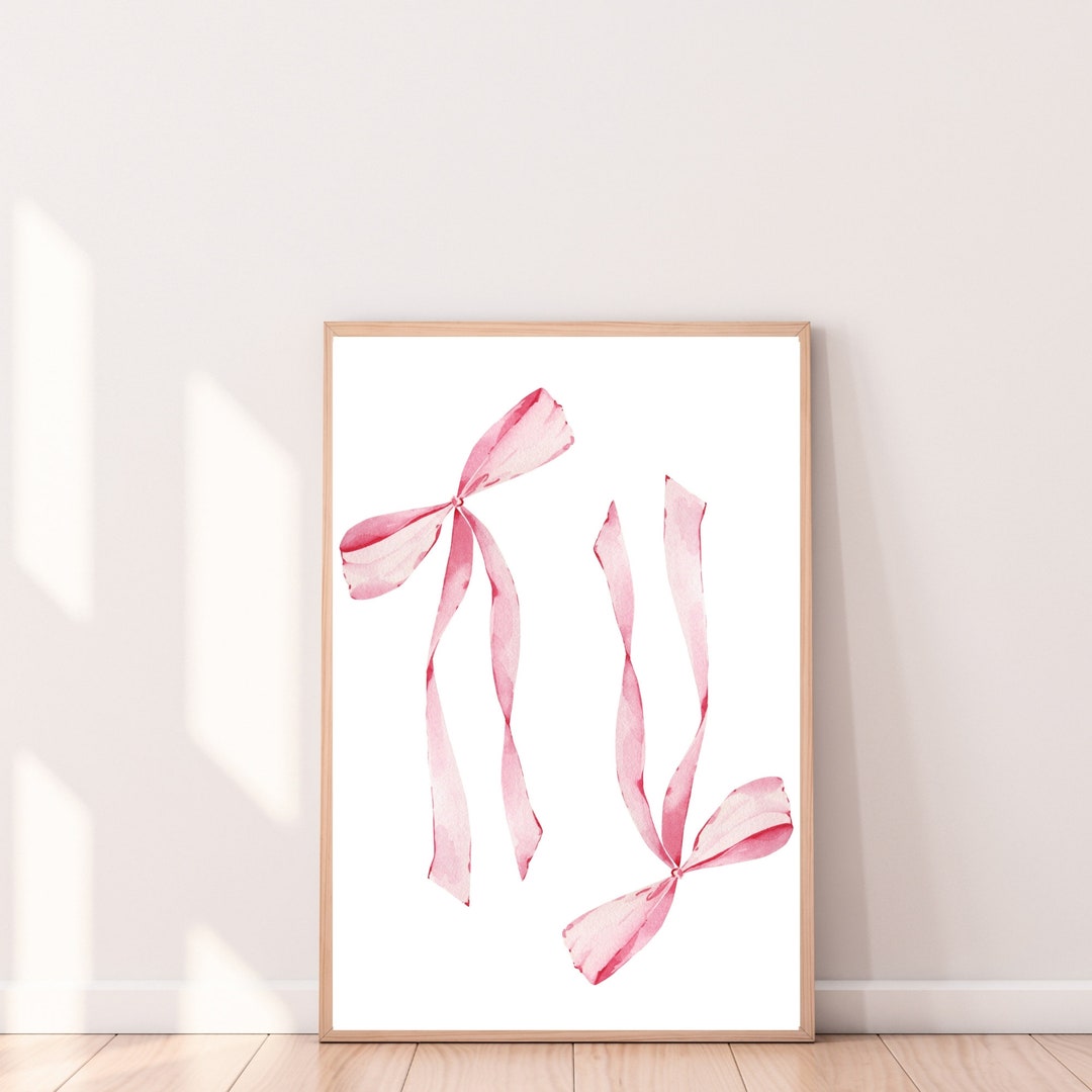 Coquette Pink Bow Collage Digital Wall Art/poster/chinoiserie Art ...