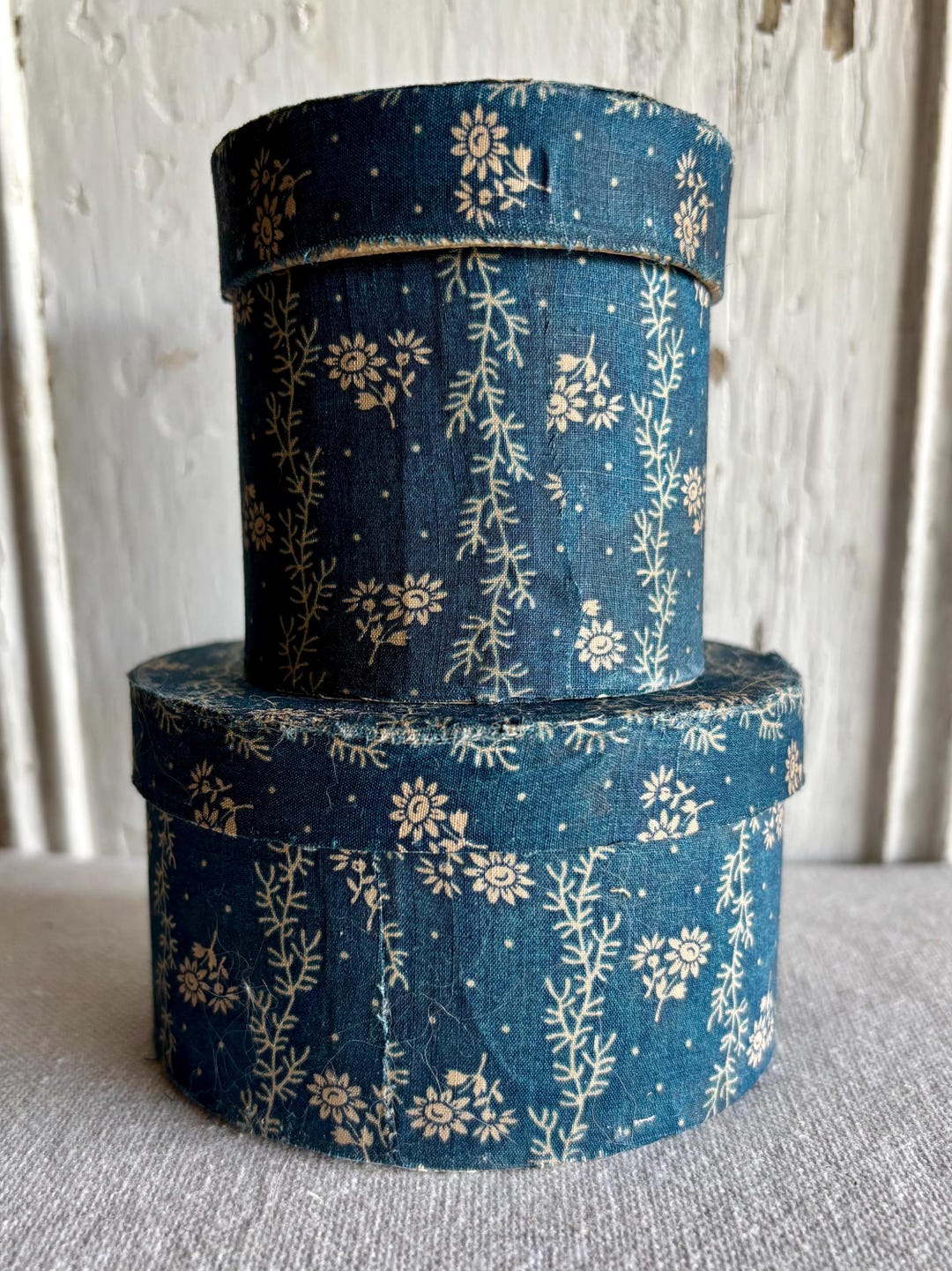 Primitive Distressed Fabric Covered Paper Mache Boxes , Primitive Decor ...