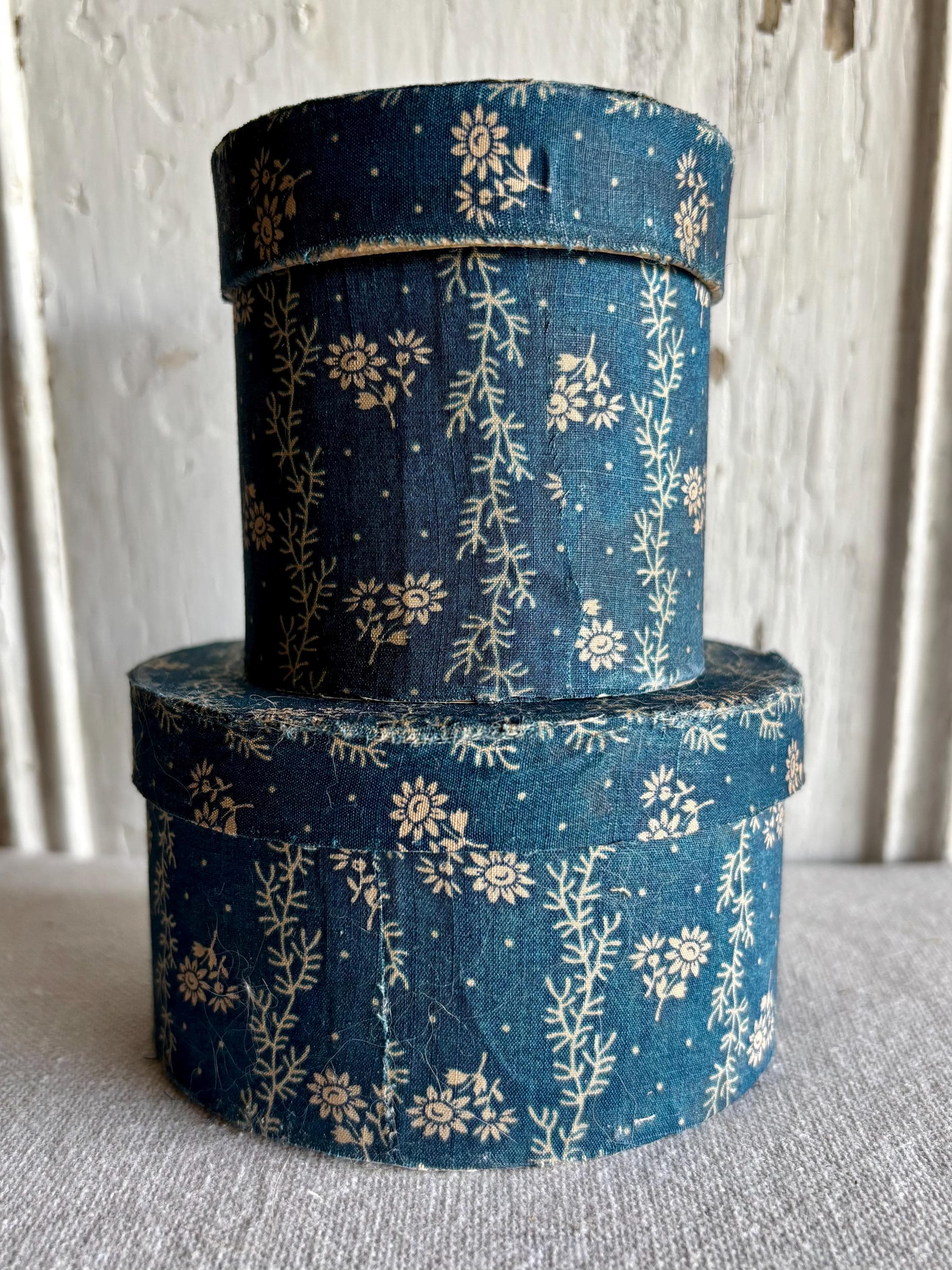 Primitive Distressed Fabric Covered Paper Mache Boxes , Primitive Decor ...