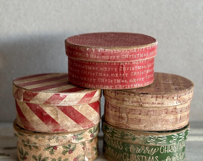 Primitive,grungy Paper Mache Oval Boxes, Set of 5 Christmas Bowl ...