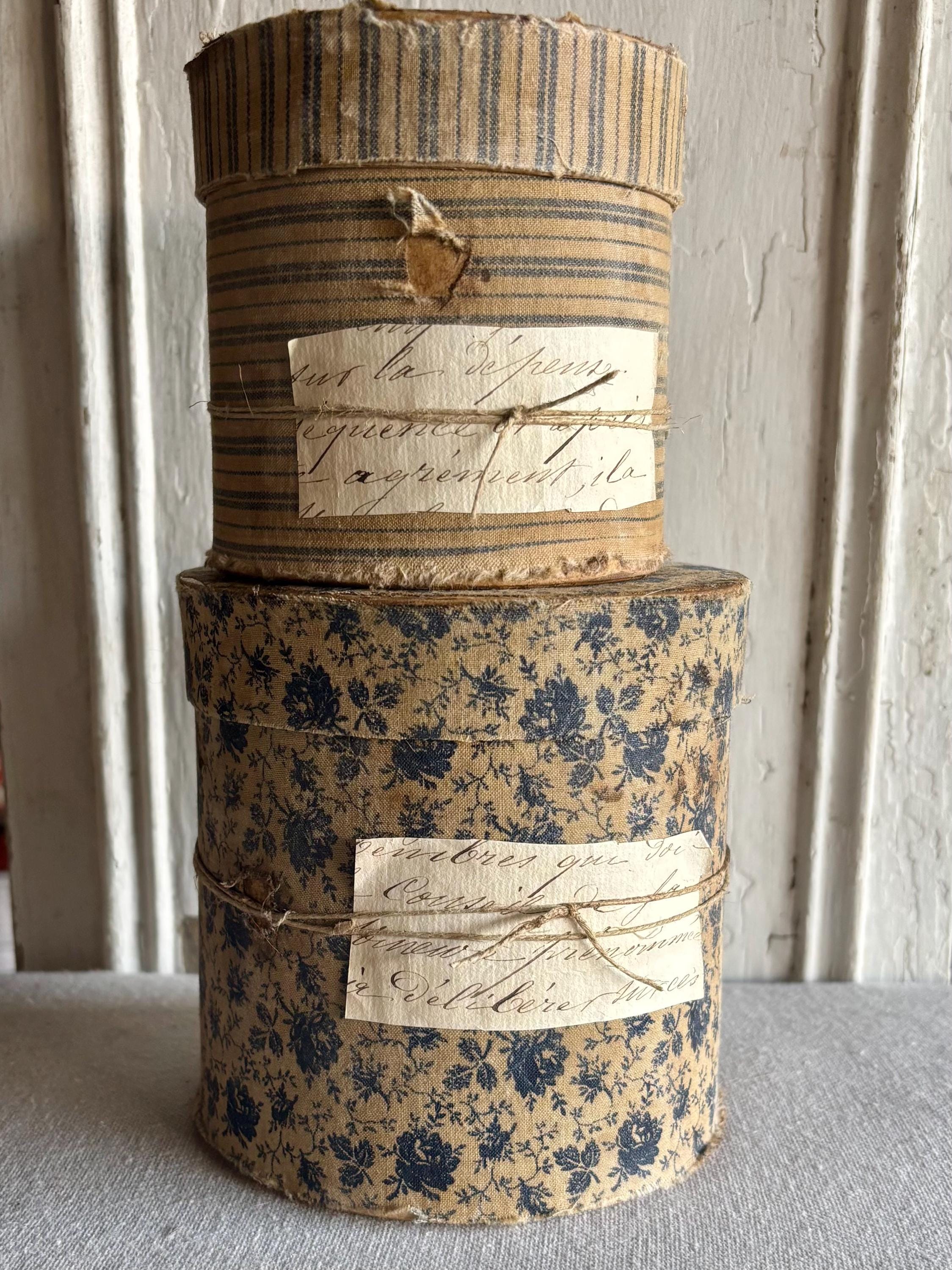 Primitive Grungy Distressed Fabric Covered Paper Mache Boxes ...