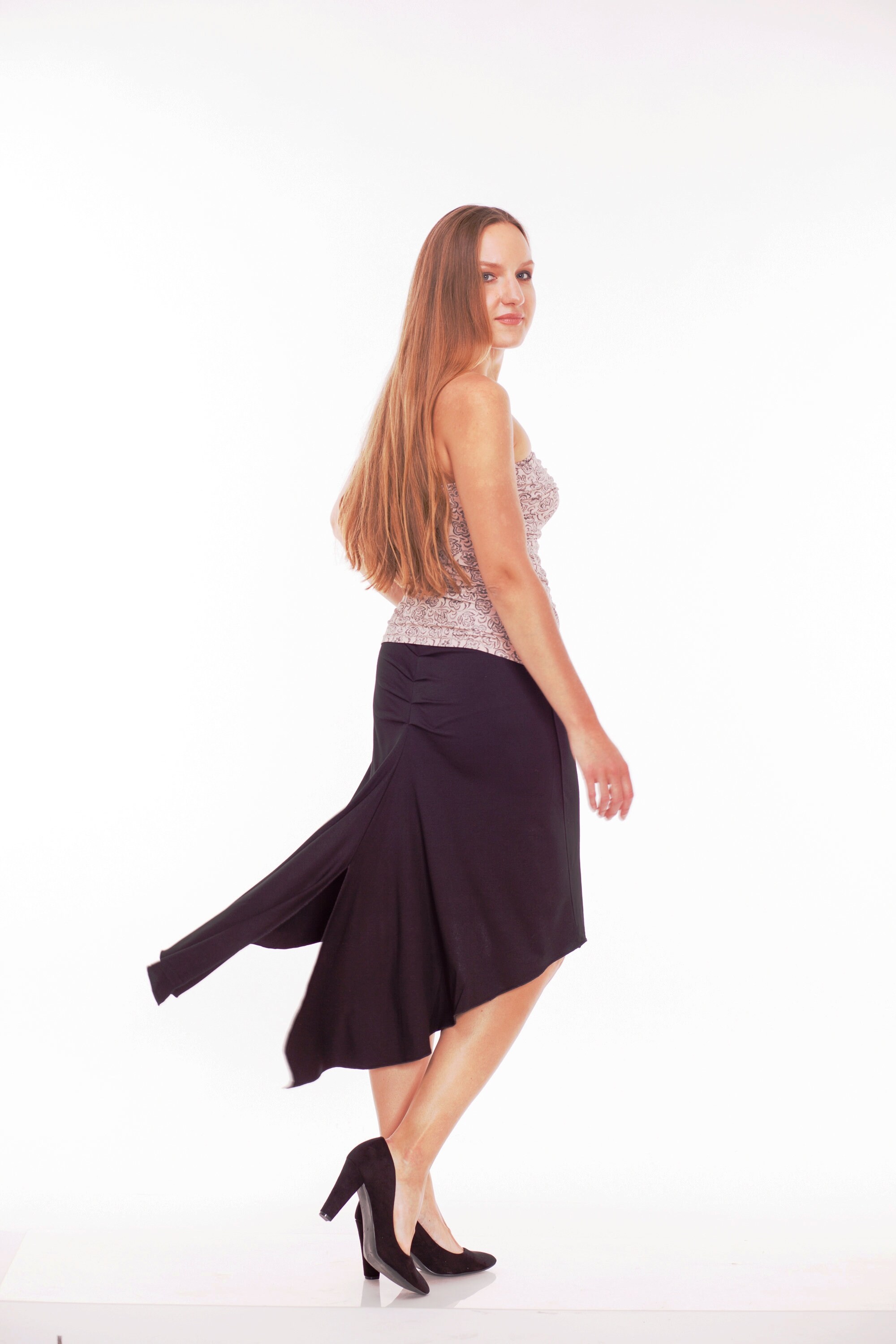 Tango Skirt, Fishtail Tango Skirt, Argentine Tango Skirt, Black Milonga ...