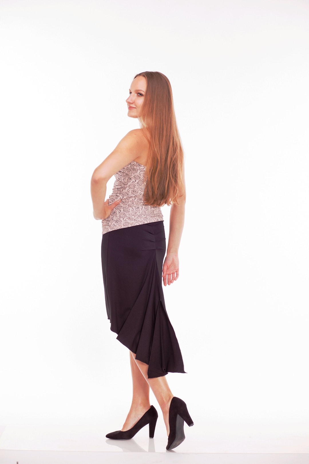 Tango Skirt, Fishtail Tango Skirt, Argentine Tango Skirt, Black Milonga ...
