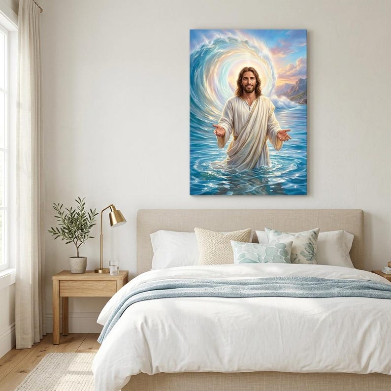 Jesus Walking on Water Wall Art, Christian Canvas Print, Religious Wall ...